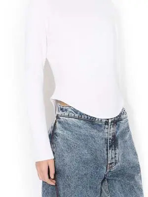 Alaïa Petal Denim Pants With Side Slit - Blue