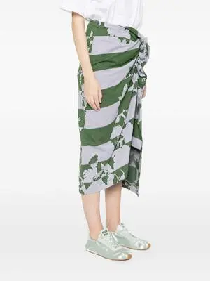 Dries Van Noten Cotton Wrap Skirt With Graphic Print - Multicolor