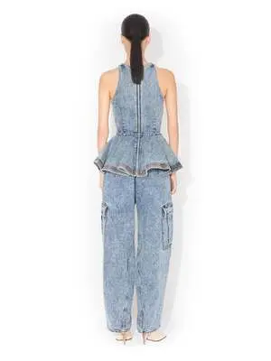 Alaïa Peplum Denim Top - Blue