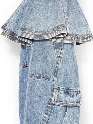 Alaïa Peplum Denim Top - Blue