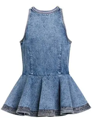 Alaïa Peplum Denim Top - Blue