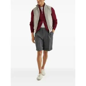 Brunello Cucinelli Zip-up High-neck Padded Vest - Cream