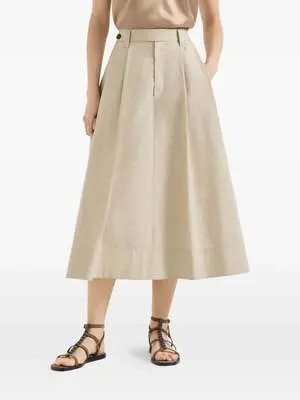 Brunello Cucinelli Cotton Pleated Skirt - Multicolor