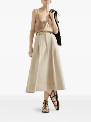 Brunello Cucinelli Cotton Pleated Skirt - Multicolor