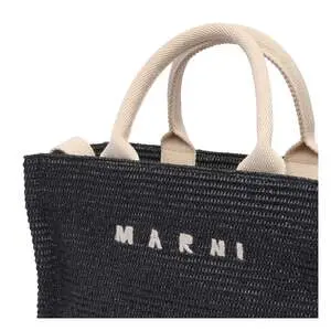Marni Small Basket Tote Bag With Embroidered Logo - Black