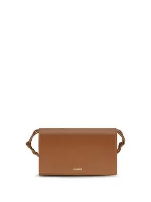 JIL SANDER Tangle Wallet With Shoulder Strap - Brown