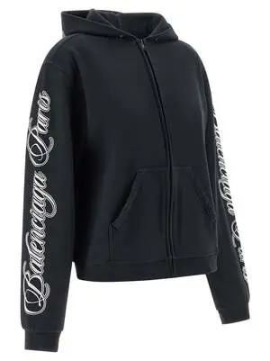 Balenciaga Cursive Embroidery Hoodie - Black