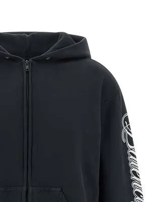 Balenciaga Cursive Embroidery Hoodie - Black