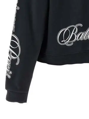 Balenciaga Cursive Embroidery Hoodie - Black