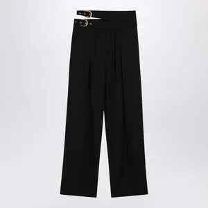 Chloé Trousers With Double Belt And Gold Buckles - Black