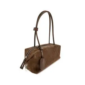 Max Mara Taupe Suede Top Handle Duffle Bag - Brown