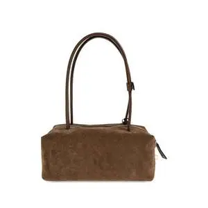 Max Mara Taupe Suede Top Handle Duffle Bag