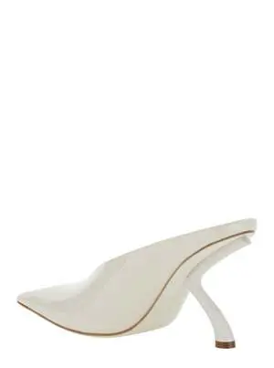 FERRAGAMO Leather Mules With Sculptural Heel And V-neck - Multicolor