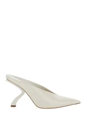 SALVATORE FERRAGAMO FERRAGAMO Leather Mules With Sculptural Heel And V-Neck