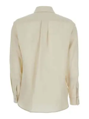 Max Mara Linen Long-sleeved Shirt With Classic Collar