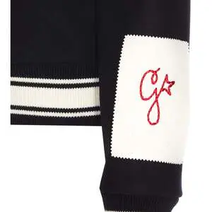 GOLDEN GOOSE Embroidered Logo Bomber Jacket - Blue