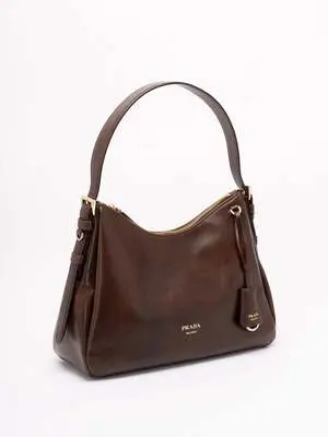 Prada Leather Shoulder Bag With Logo Detail