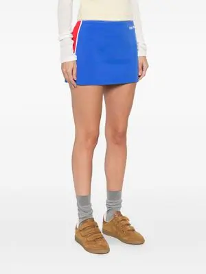 Miu Miu Nylon Mini Skirt With Side Stripe And Logo Motif