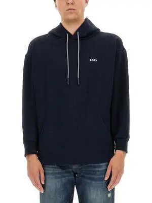 BOSS Sweatshirt With Logo And Zip-up Front - Blue
