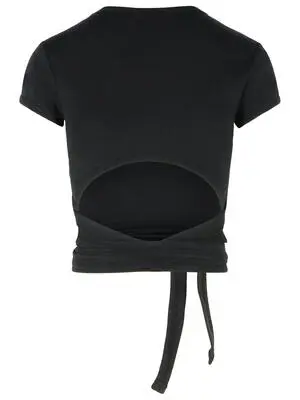 DIESEL® Bunny" Ribbed Cotton T-shirt With Tonal Logo And Side Laces - Black