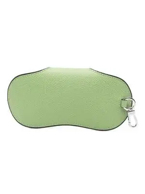 VALEXTRA Green Grained Leather Sunglass Case With Silver-tone Hardware