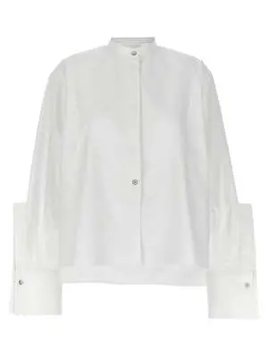 JIL SANDER 69 Cotton Mandarin Collar Shirt - White