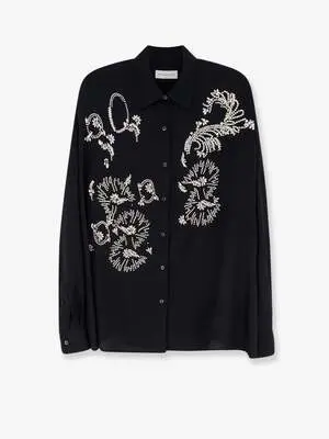 Dries Van Noten Rhinestone Embellished Oversize Shirt - Black