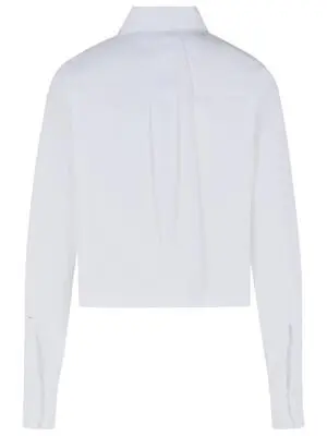 Sportmax Cropped Cotton Poplin Shirt With Asymmetrical Pleats - White