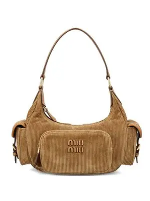 Miu Miu Corduroy Shoulder Bag With Leather Accents - Multicolor