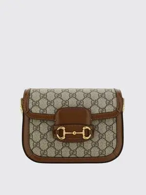 Gucci Horsebit 1955 Gg Supreme Canvas And Leather Bag - Brown