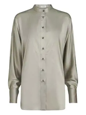 Brunello Cucinelli Silk Band Collar Shirt
