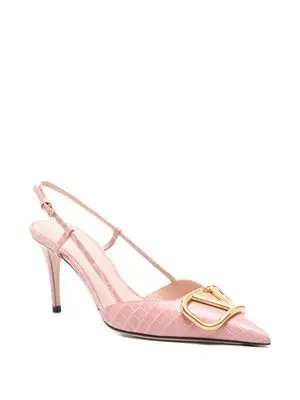 Valentino Garavani Vlogo Signature Leather Slingback Pumps - Multicolor