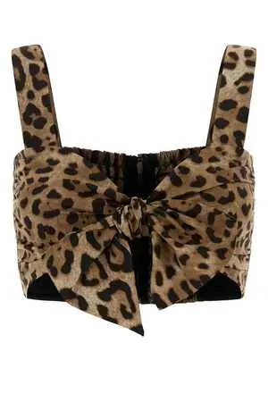 Dolce & Gabbana Printed Poplin Top With Bow Detail - Multicolor