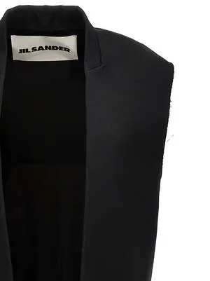 JIL SANDER Two-material Long Vest With Removable Belt