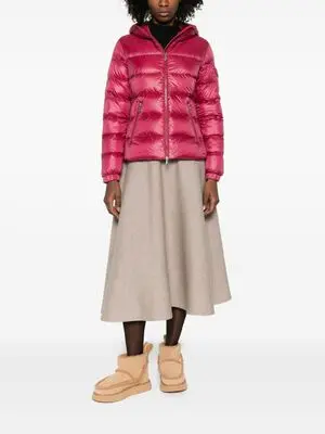 Moncler Short Down Jacket With Hood And Logo Patch - Multicolor