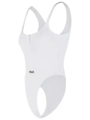 Versace Stretch Cotton Bodysuit With Embroidered Logo