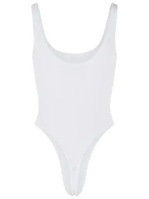 Versace Stretch Cotton Bodysuit With Embroidered Logo