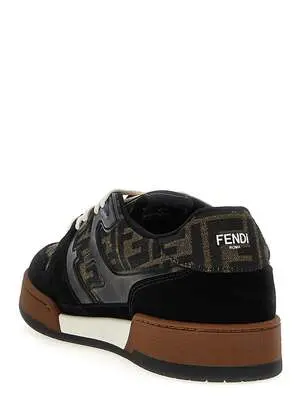Fendi Match Calfskin Leather And Suede Lace-up Sneakers - Multicolor