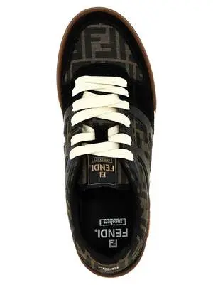 Fendi Match Calfskin Leather And Suede Lace-up Sneakers - Multicolor
