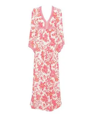Etro Maxi Empire Dress With Deep V-neck - Multicolor