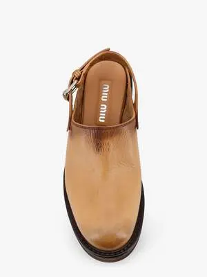 Miu Miu Leather Sabot Sandals With Front Logo And Adjustable Strap - Multicolor