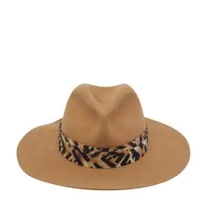 Fendi Leo Print Wide Brim Fedora Hat - Brown
