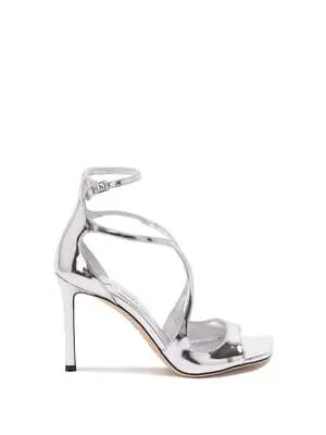 JIMMY CHOO Azia 95 Silver Calf Leather Sandals - Multicolor