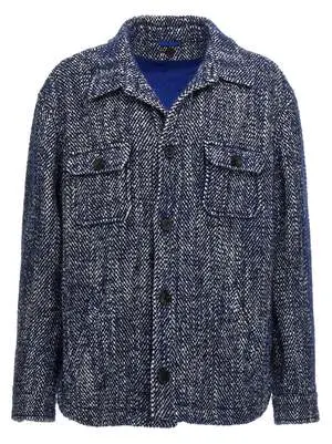 Etro Chevron Wool Blend Jacket - Blue