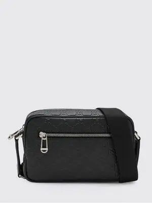 Gucci Calfskin Embossed Shoulder Bag - Black