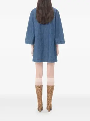 Valentino Garavani V-neck Denim Minidress - Blue