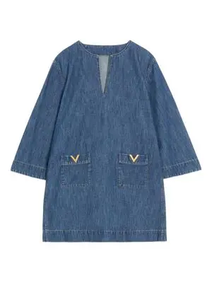 Valentino Garavani V-neck Denim Minidress - Blue