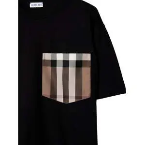 Burberry Cotton Jersey T-shirt With Check Pocket - Black