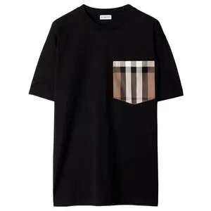 Burberry Cotton Jersey T-shirt With Check Pocket - Black