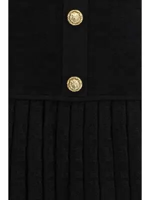 Balmain Pleated Mini Dress With Embossed Buttons